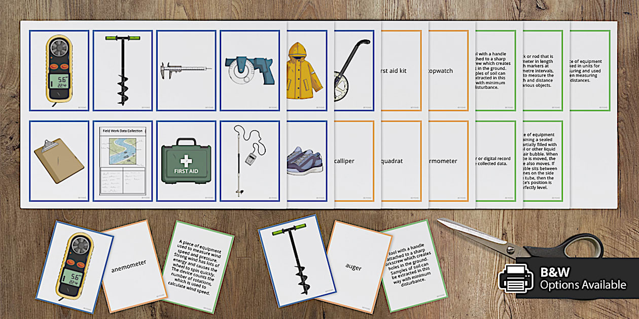 Geographical Fieldwork Equipment Card Sorting Activity