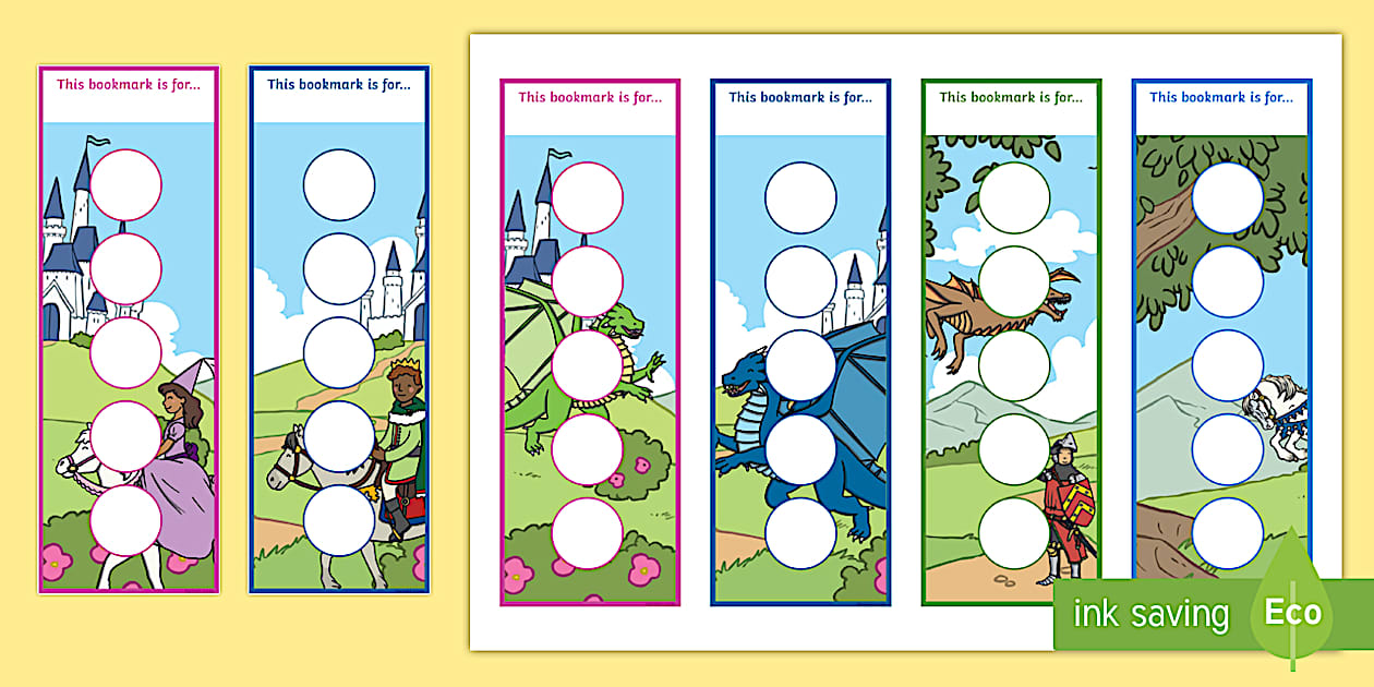 Editable Fairy Tale Castle Themed Sticker Reward Bookmarks