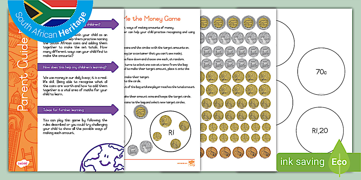 Grade 3 Maths Term 1 Show Me the Money SA Coins Game (CAPS)