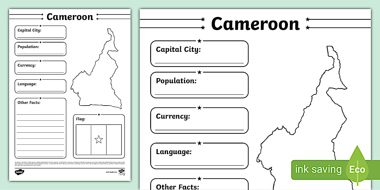 Cameroon Fact File Template (Teacher-Made) - Twinkl