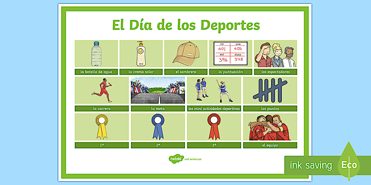 Sports Day Word Grid-Spanish - Twinkl