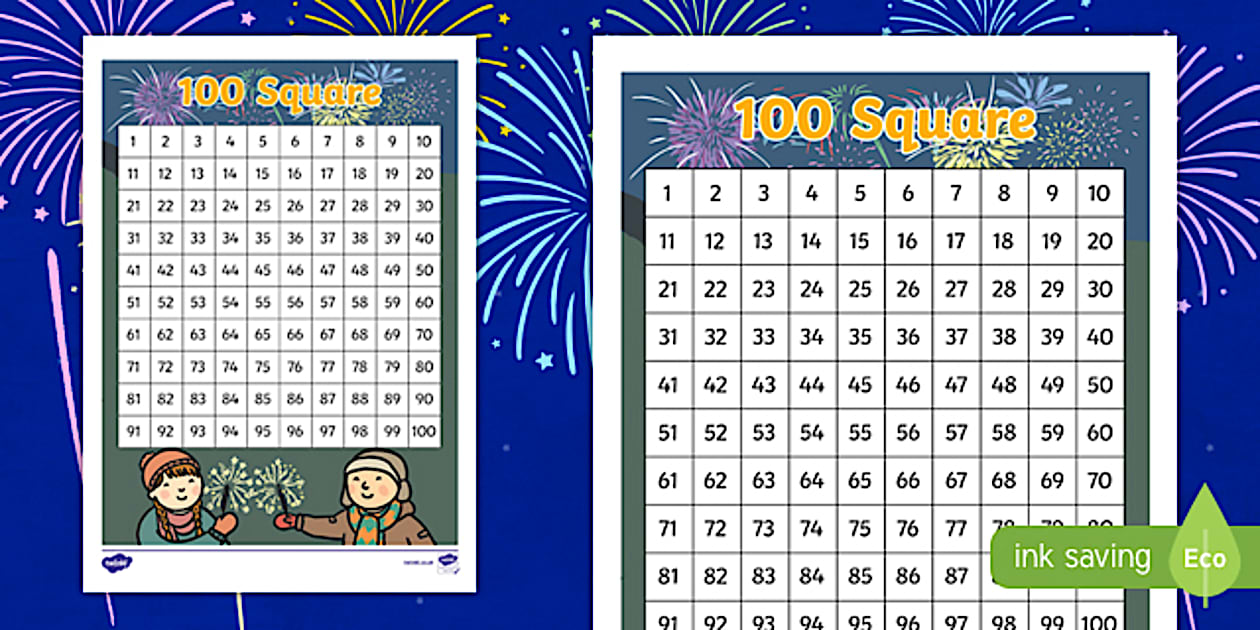 Editable Bonfire Night Themed 100 Number Square - Twinkl
