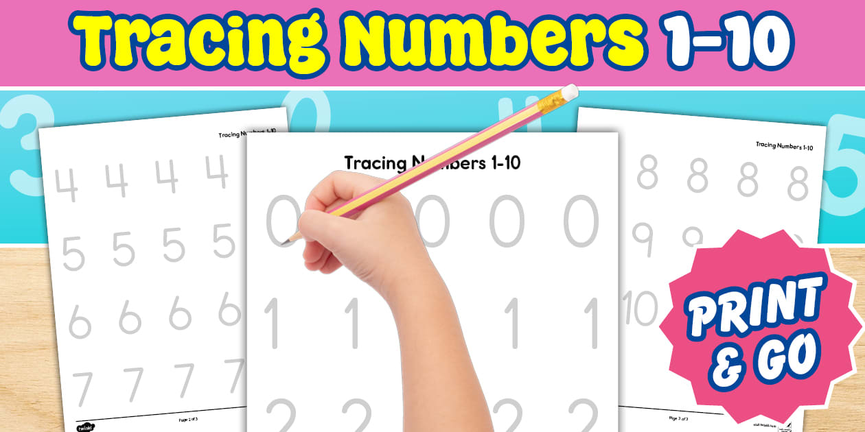 Tracing Numbers 1-10 Worksheets (teacher made) - Twinkl