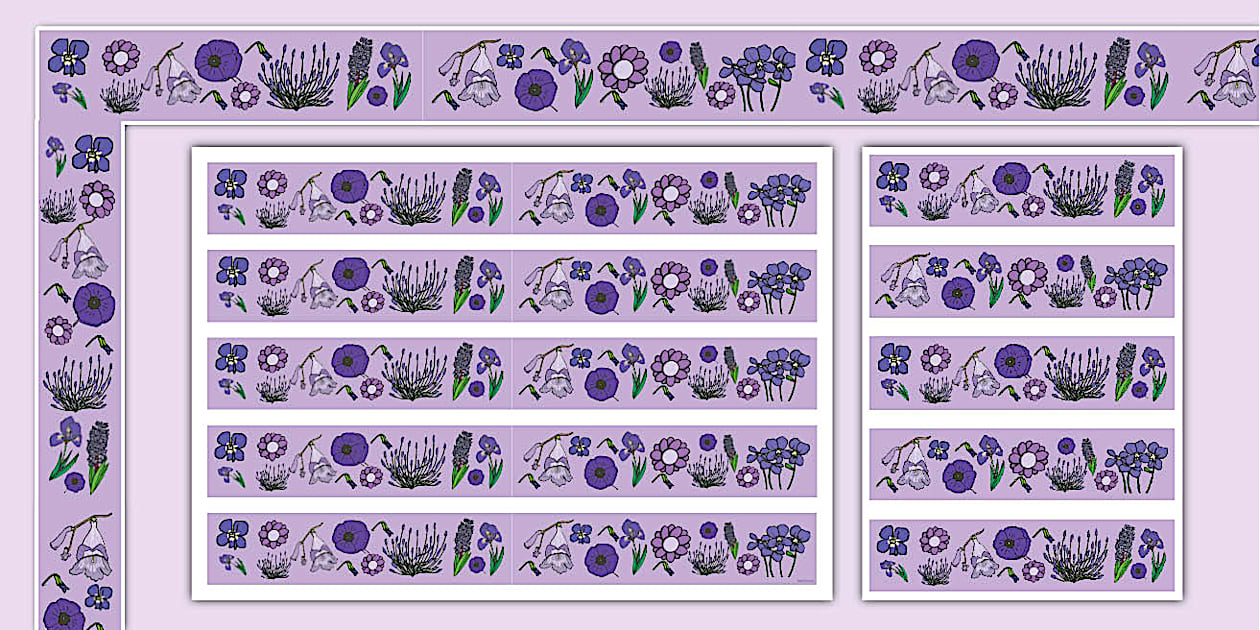 Purple Flowers Display Borders (teacher made) - Twinkl