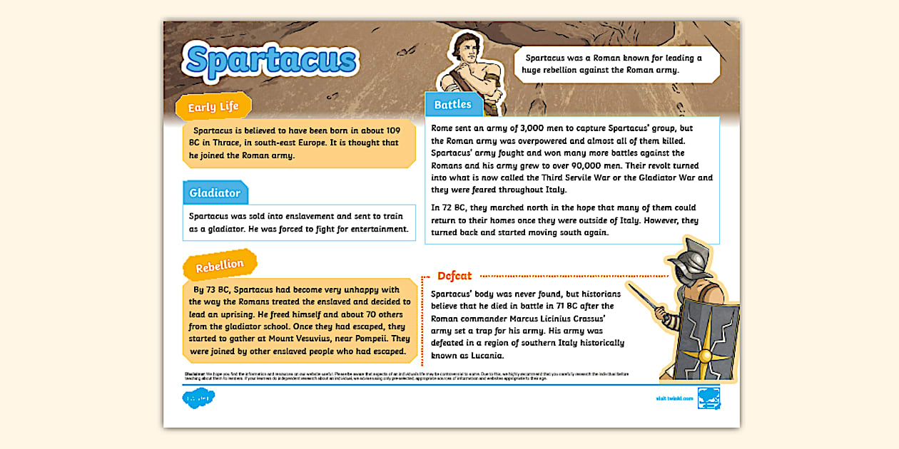 KS2 Spartacus Fact File - Twinkl
