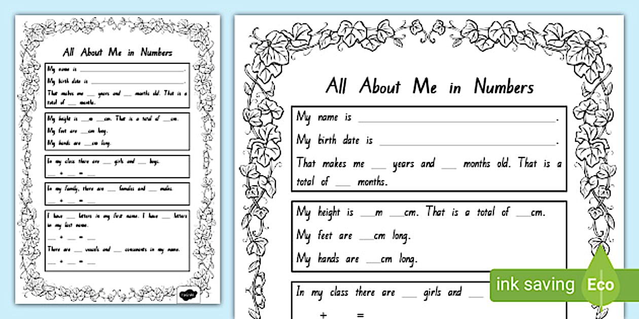 All About Me in Numbers (Teacher-Made) - Twinkl