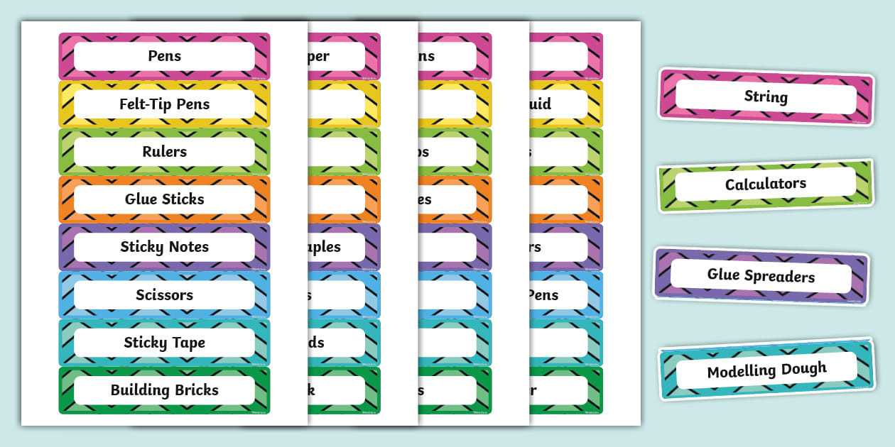 Editable Zig-Zag Themed Teacher Tray Labels (teacher made)