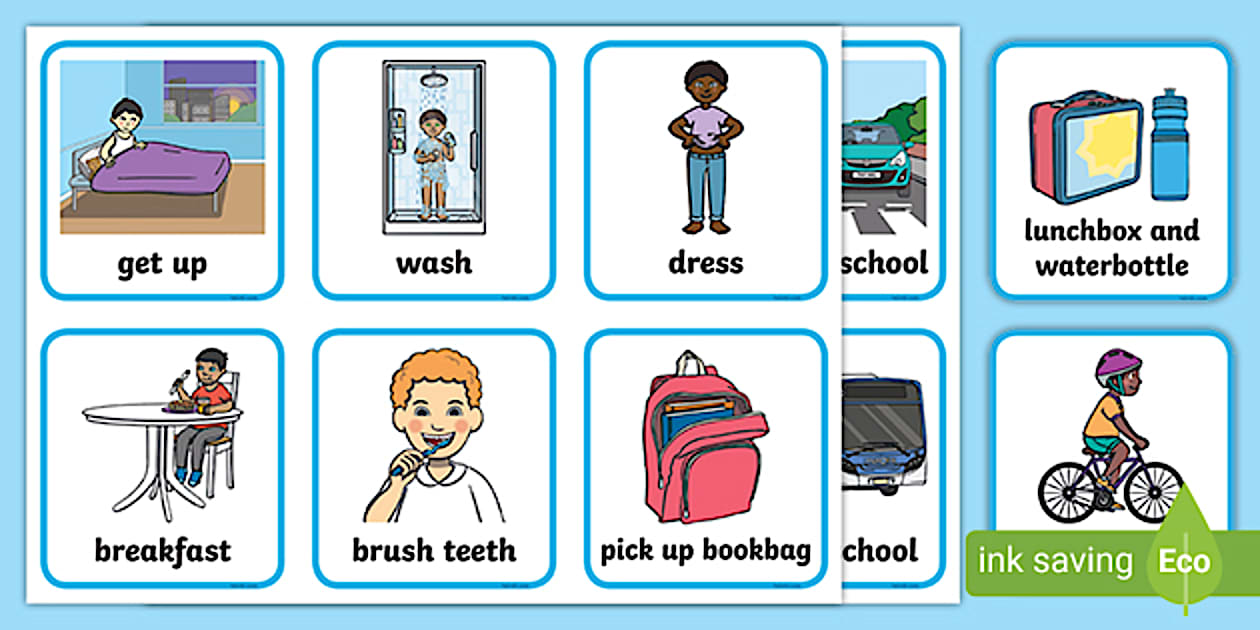 Daily Routine Cards (Getting Ready For School - Boys)