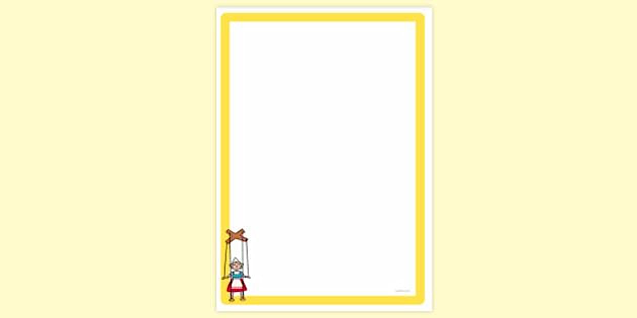 Simple Blank Puppet Girl Page Border | Page Borders | Twinkl