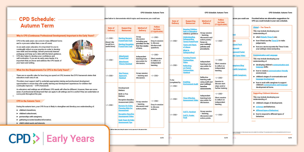 CPD Schedule | Autumn Term (teacher made) - Twinkl