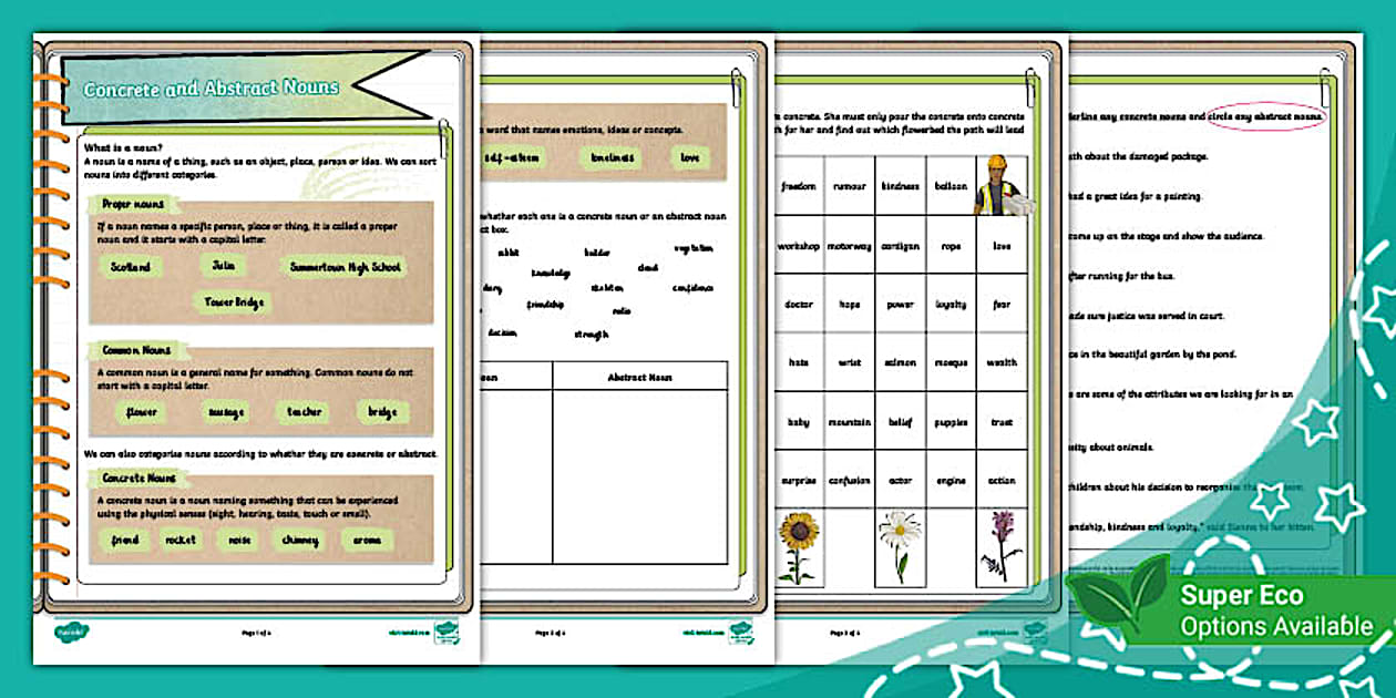 Concrete and Abstract Nouns (Ages 7 - 9)