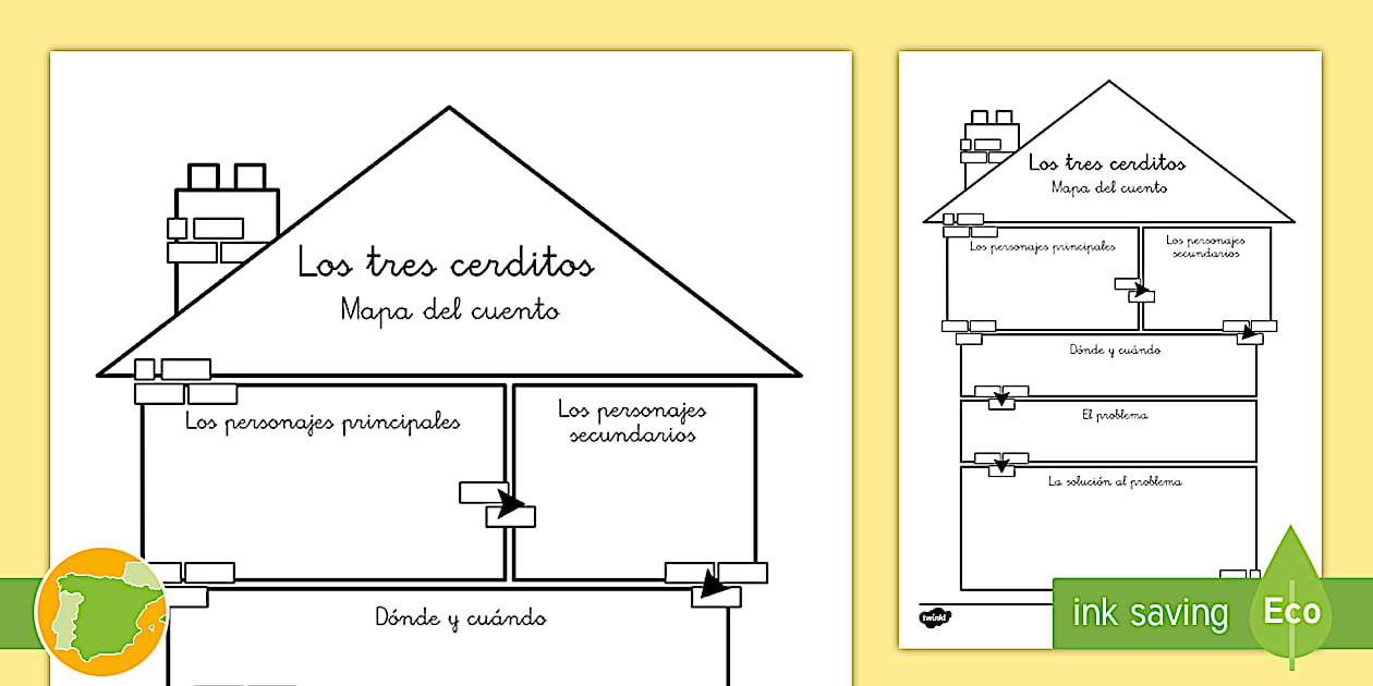 Ficha: Mapa del cuento - Los tres cerditos (teacher made)