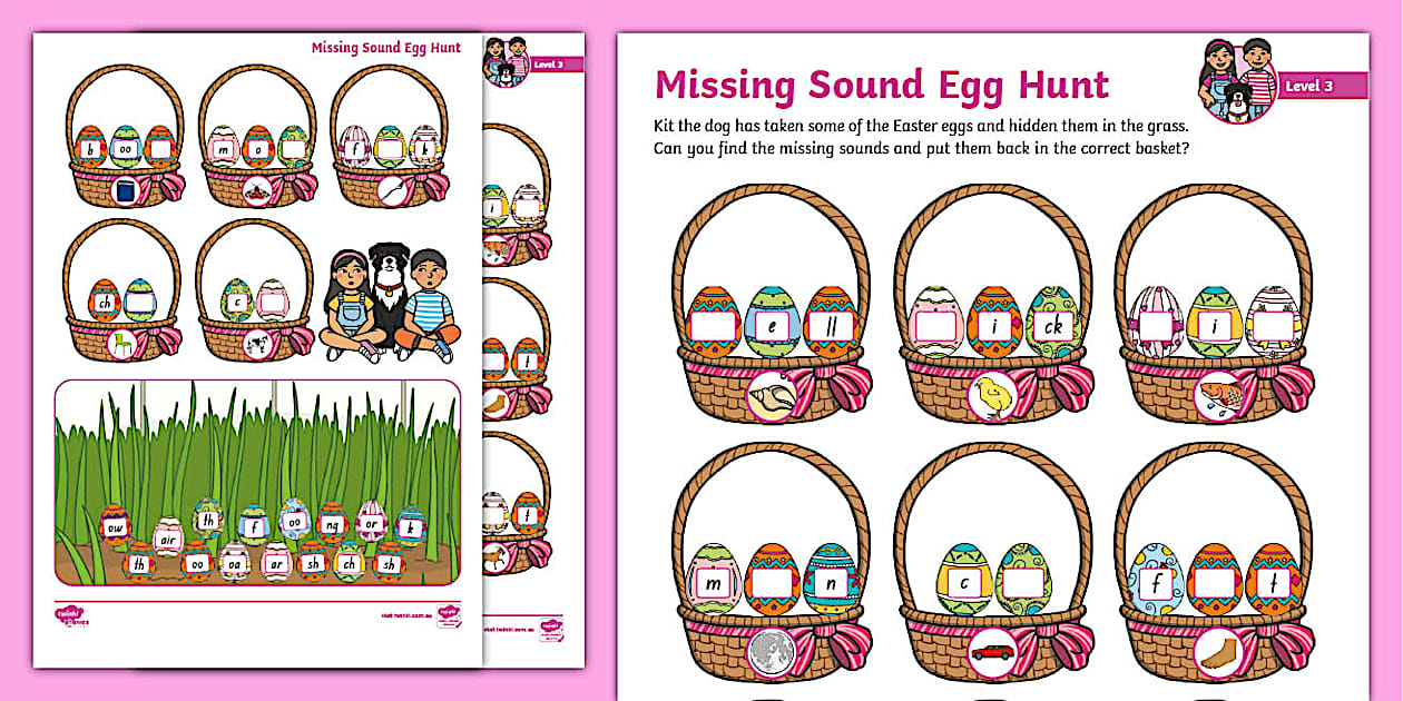 Easter Phonics Level 3 Missing Sound Egg Hunt (Teacher-Made)