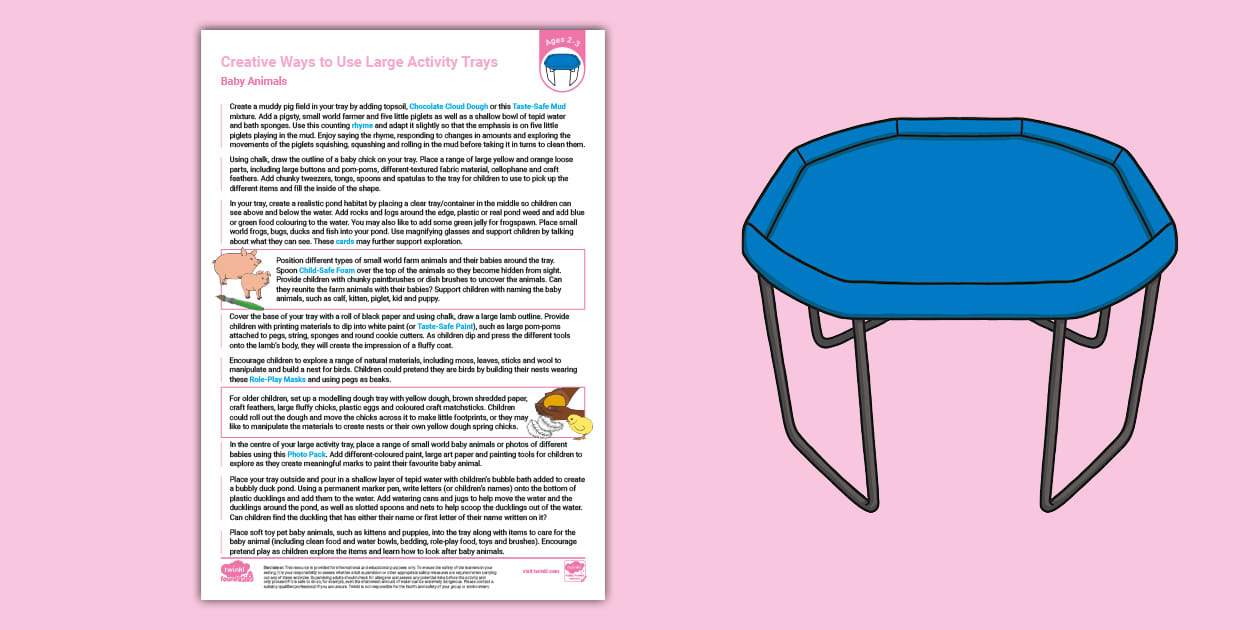 EYFS Ages 2-3 Large Activity Trays: Baby Animals | Twinkl