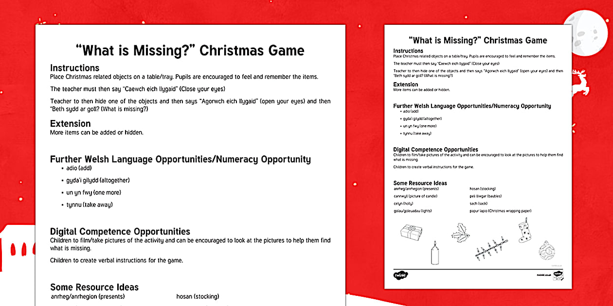 What is Missing? Christmas Worksheet - English Medium - PS1