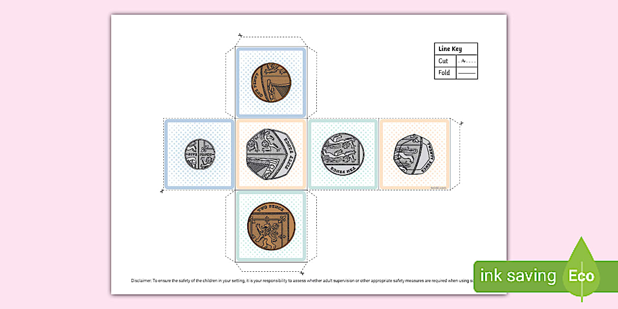 British Coin Dice Net - Money - KS1 (Teacher-Made) - Twinkl
