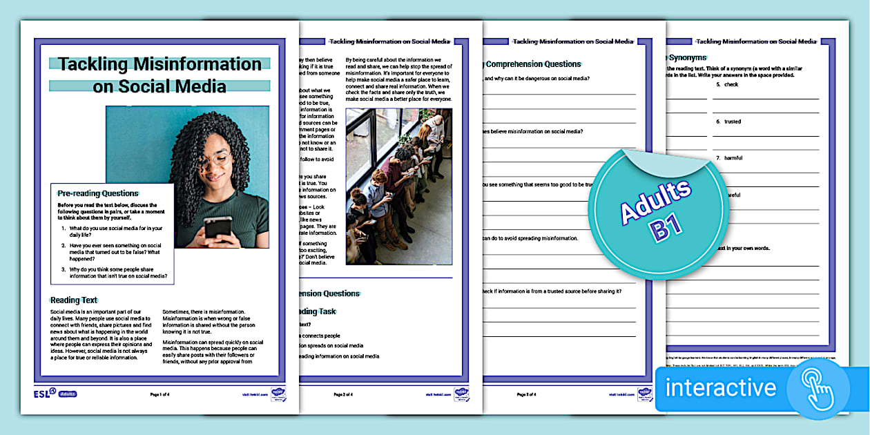 ESL Tackling Misinformation on Social Media [Adults, B1]