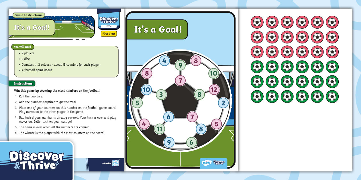 Sets and Operations Addition Football Board Game - Twinkl