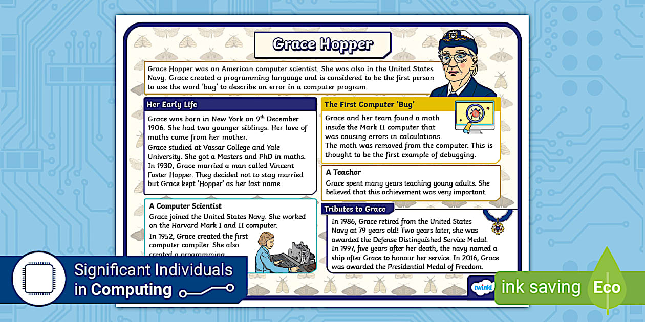 KS1 Grace Hopper: Display Poster - Computing - Twinkl UK