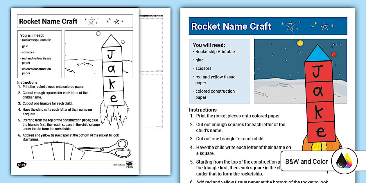 Rocket Name Writing Craft - Twinkl