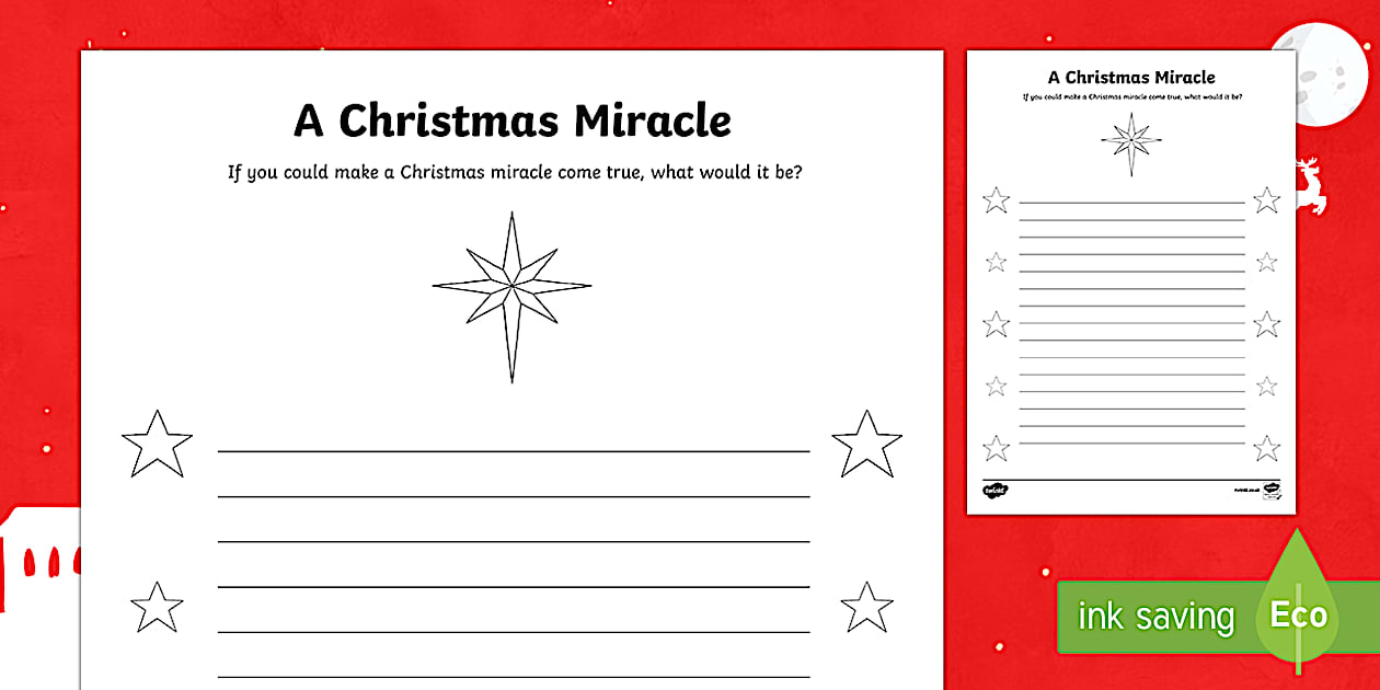 Editable A Christmas Miracle Writing Worksheet - Twinkl