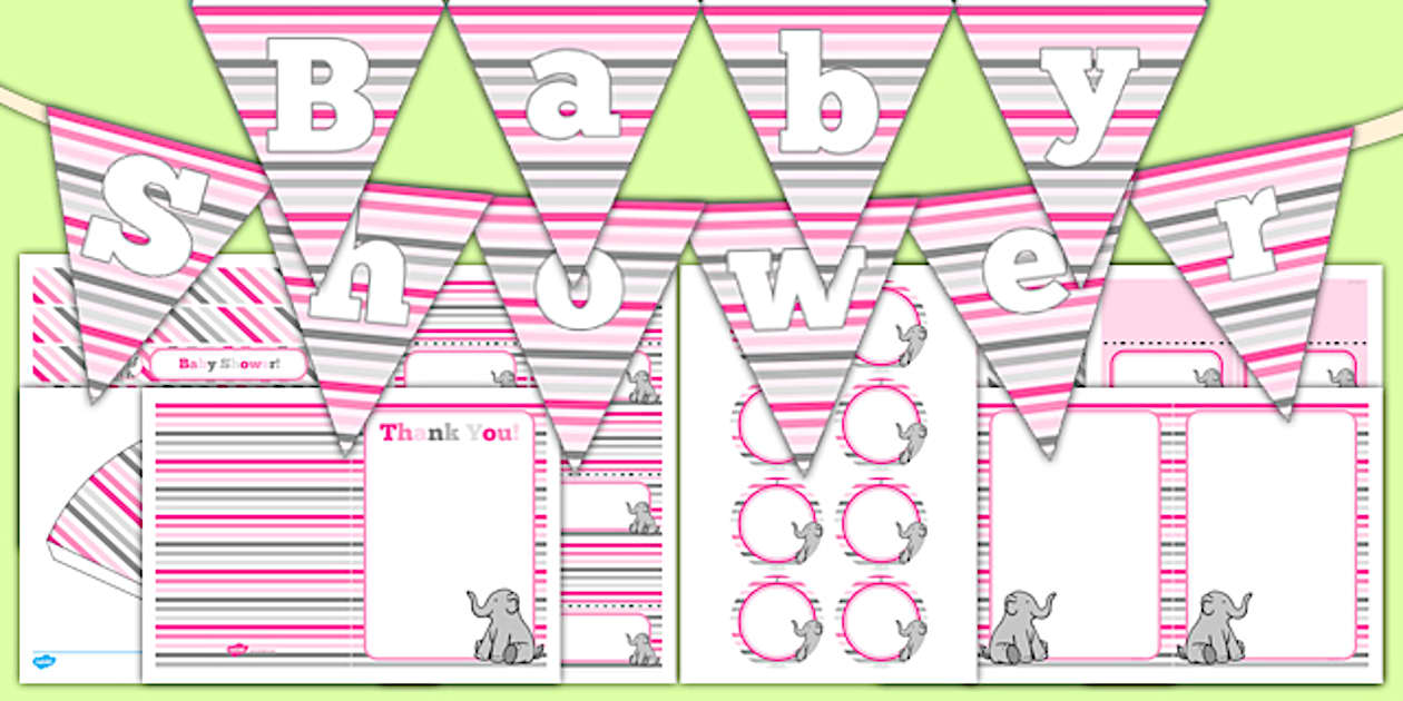 Baby Shower Decorations Pink Themed Pack (teacher made)