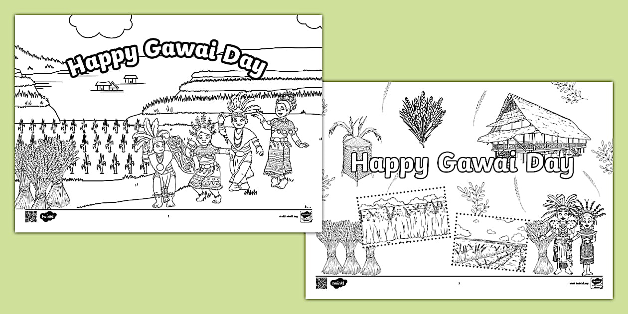 Gawai Festival Colouring Pages (teacher made) - Twinkl