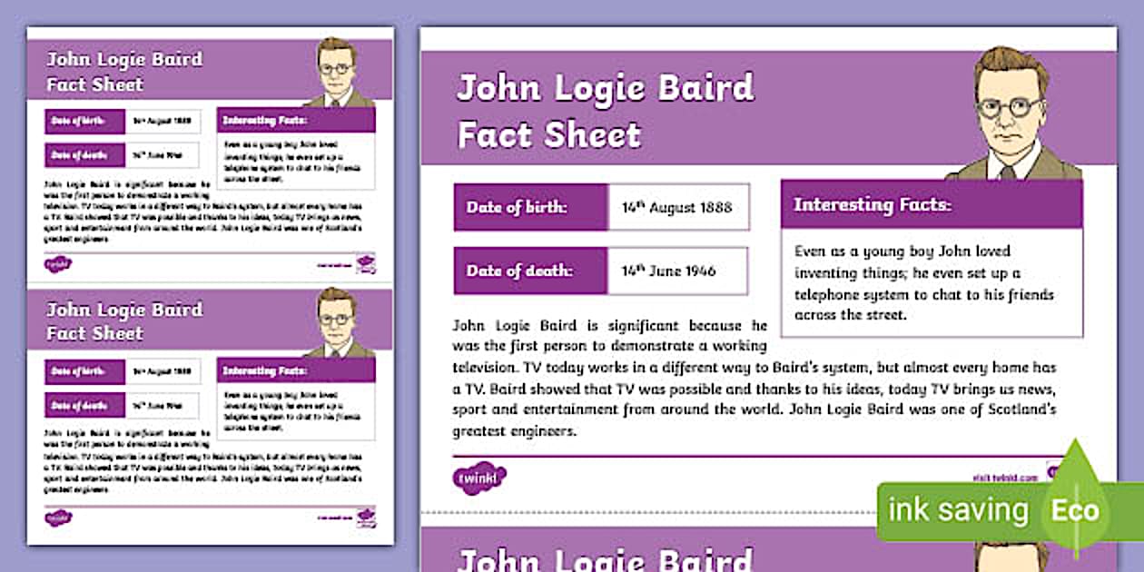 Scottish Significant Individuals John Logie Baird Fact Sheet