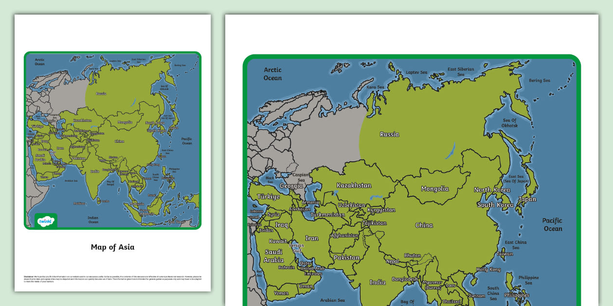 KS1 Labelled Map of Asia - Twinkl