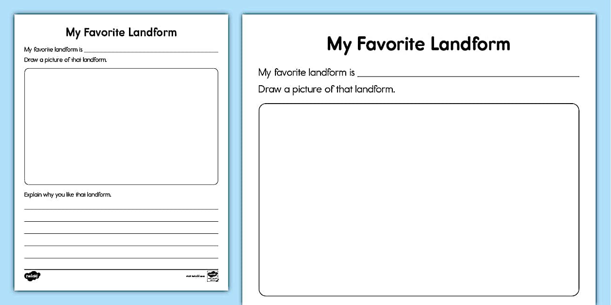 My Favorite Landform Writing Worksheet for K-2nd Grade