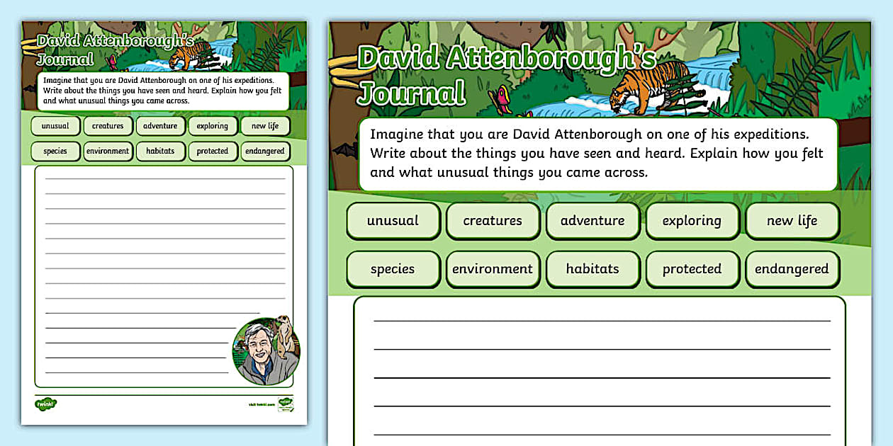 David Attenborough's Journal Writing Template (teacher made)