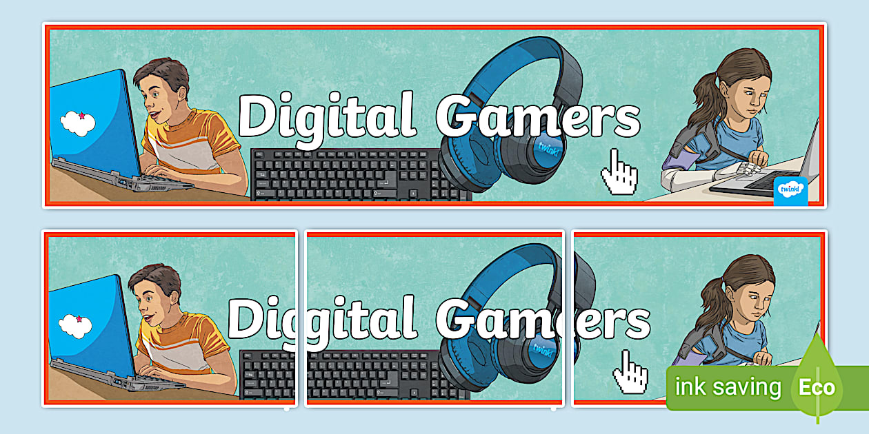 Cursive Digital Gamers Topic Display Banner (Teacher-Made)