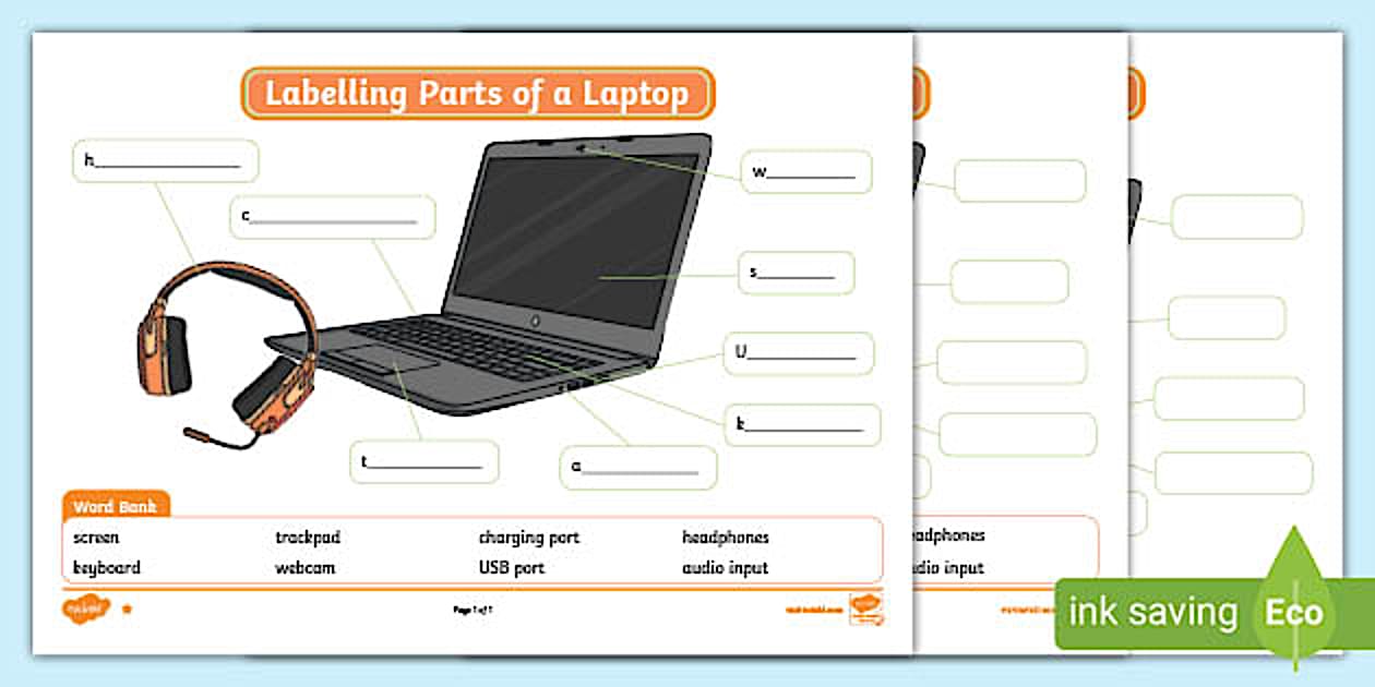 KS1 Labelling a Laptop Activity Sheet | Computing | Twinkl