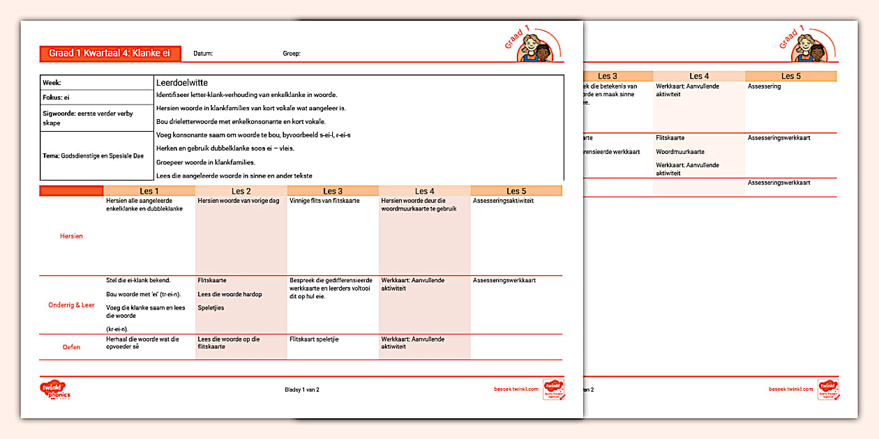 Graad 1 Klanke Lesplan ei (teacher made) - Twinkl