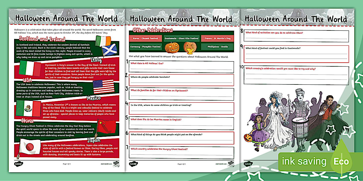 Halloween Around the World Reading Comprehension (Age 8 - 9)