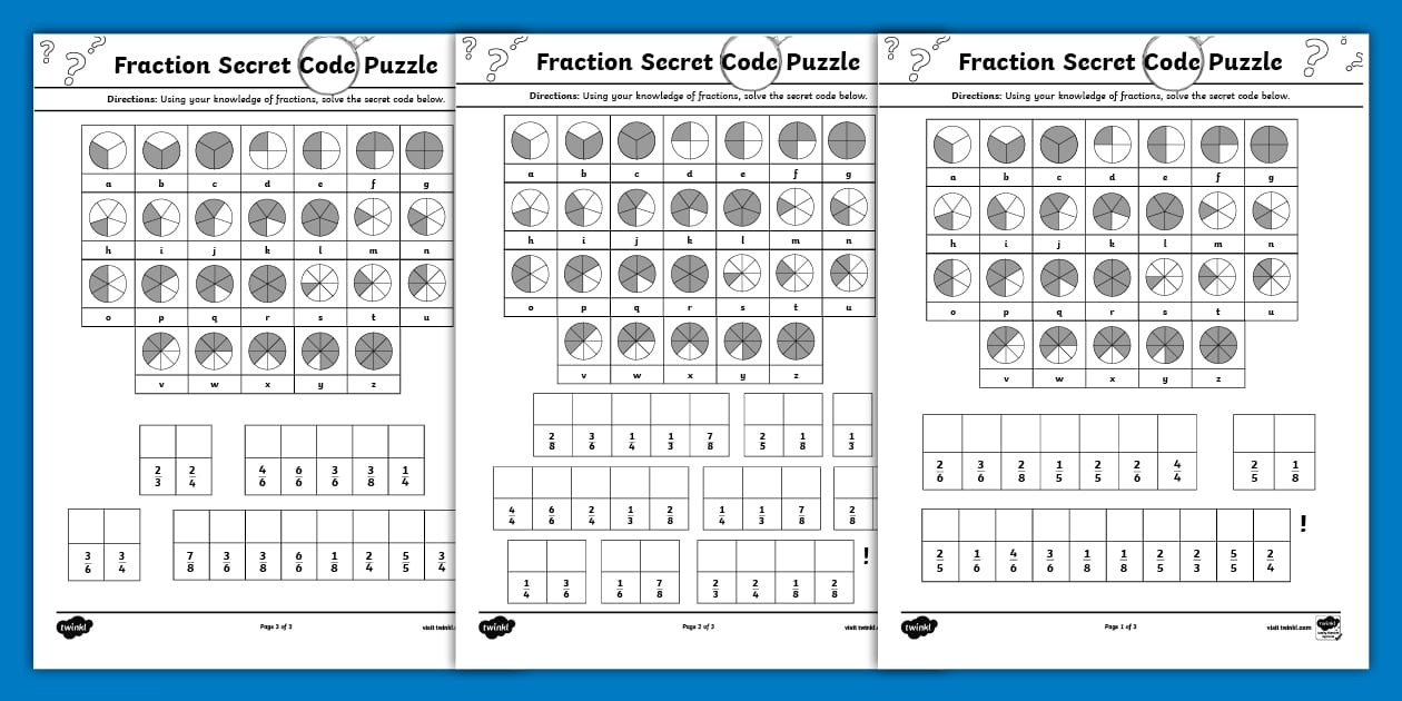 Third Grade Fractions Secret Code Activity | Twinkl USA