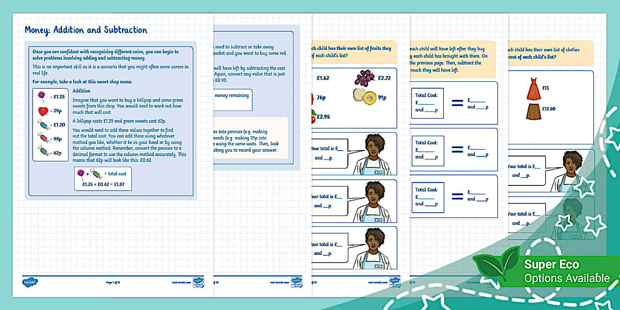 Money: Addition and Subtraction (Ages 8 - 9) (teacher made)