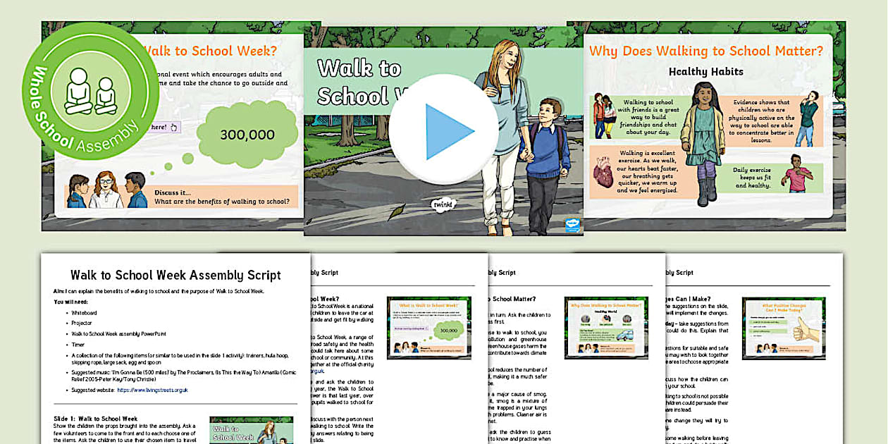 Whole School Let's All Walk to School Week Assembly Pack