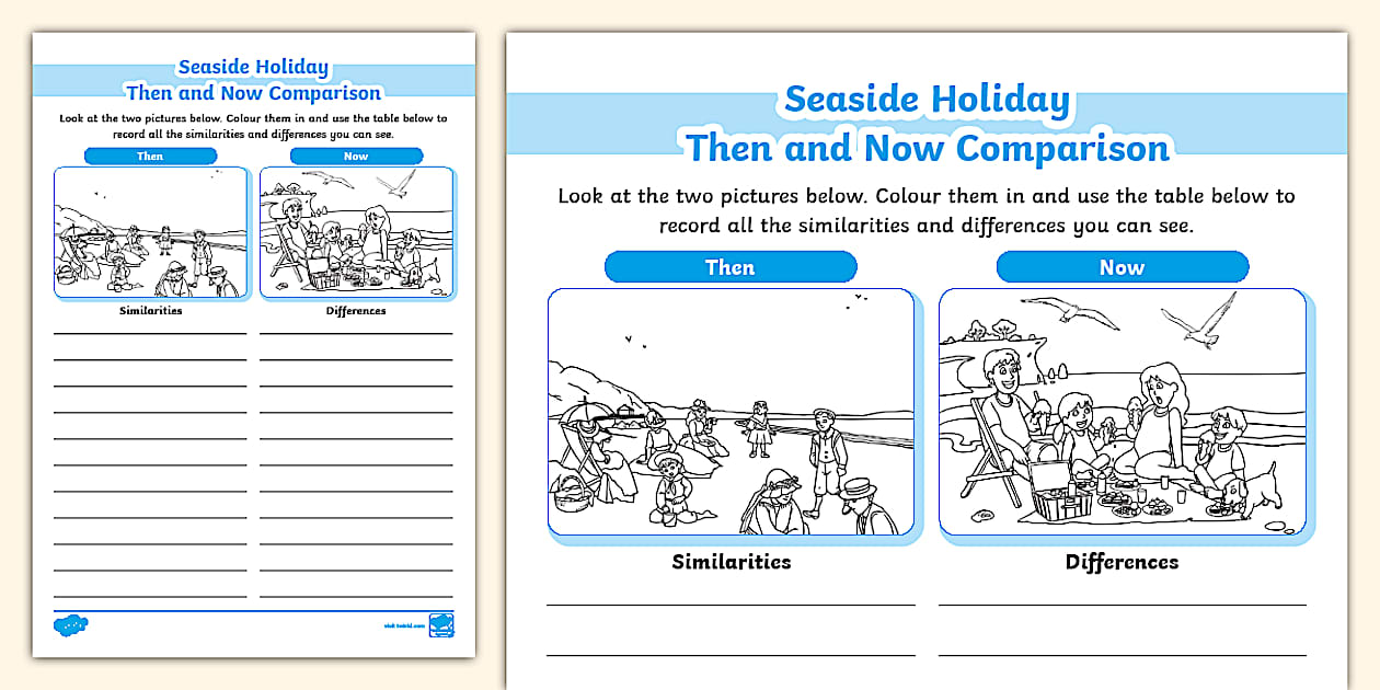 Seaside Holiday Then and Now Comparison (teacher made)
