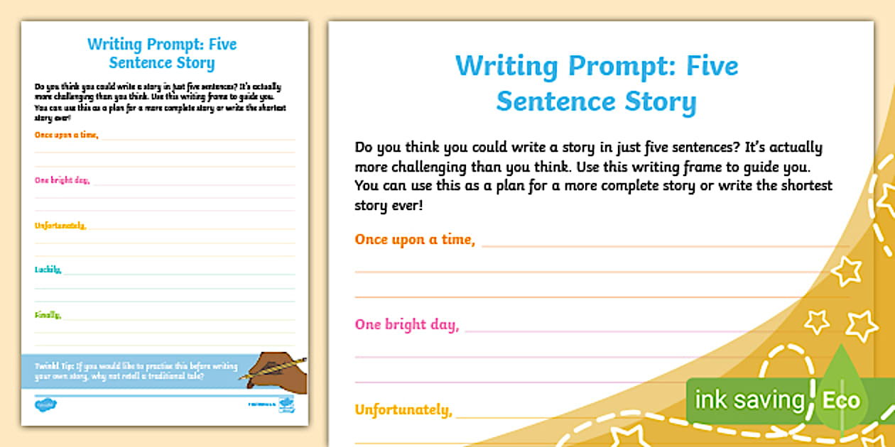 Writing Prompt: Five Sentence Story (teacher made) - Twinkl