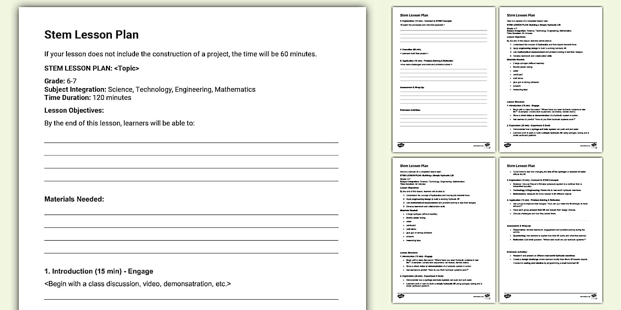 STEM Lesson Plan (teacher made) - Twinkl