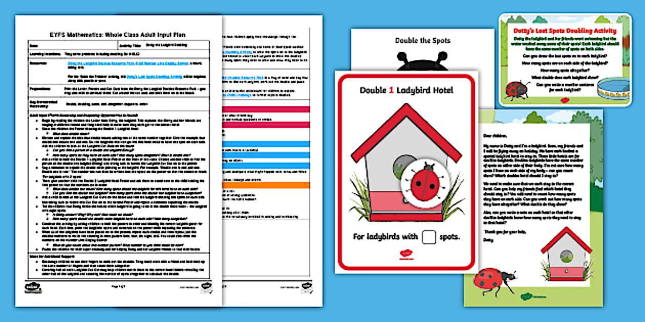 EYFS Maths: Dotty the Ladybird Doubling Whole Class Adult Input Plan and