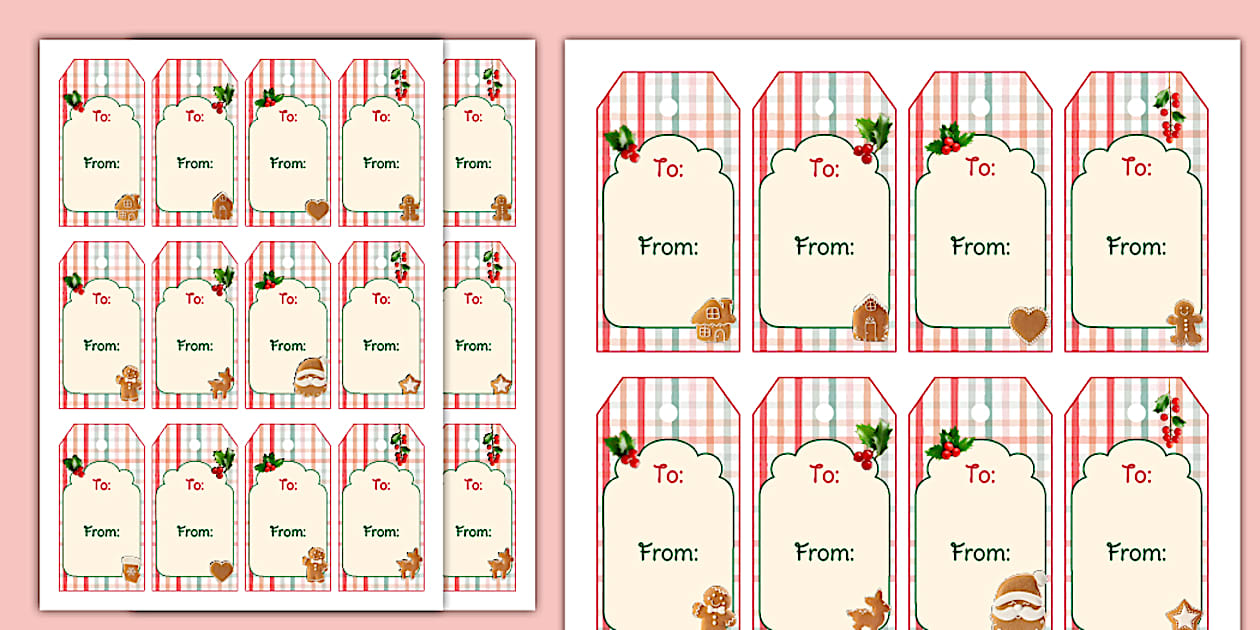 Gingerbread Christmas Themed Gift Tags (Teacher-Made)