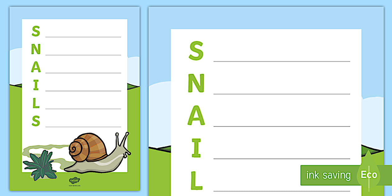 Black and White Snails Acrostic Poem (teacher made) - Twinkl