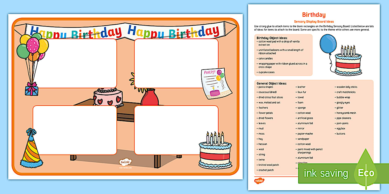 Birthday Sensory Board (teacher made) - Twinkl
