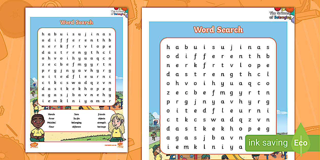 The Suitcase of Belonging - Word Search (teacher made)