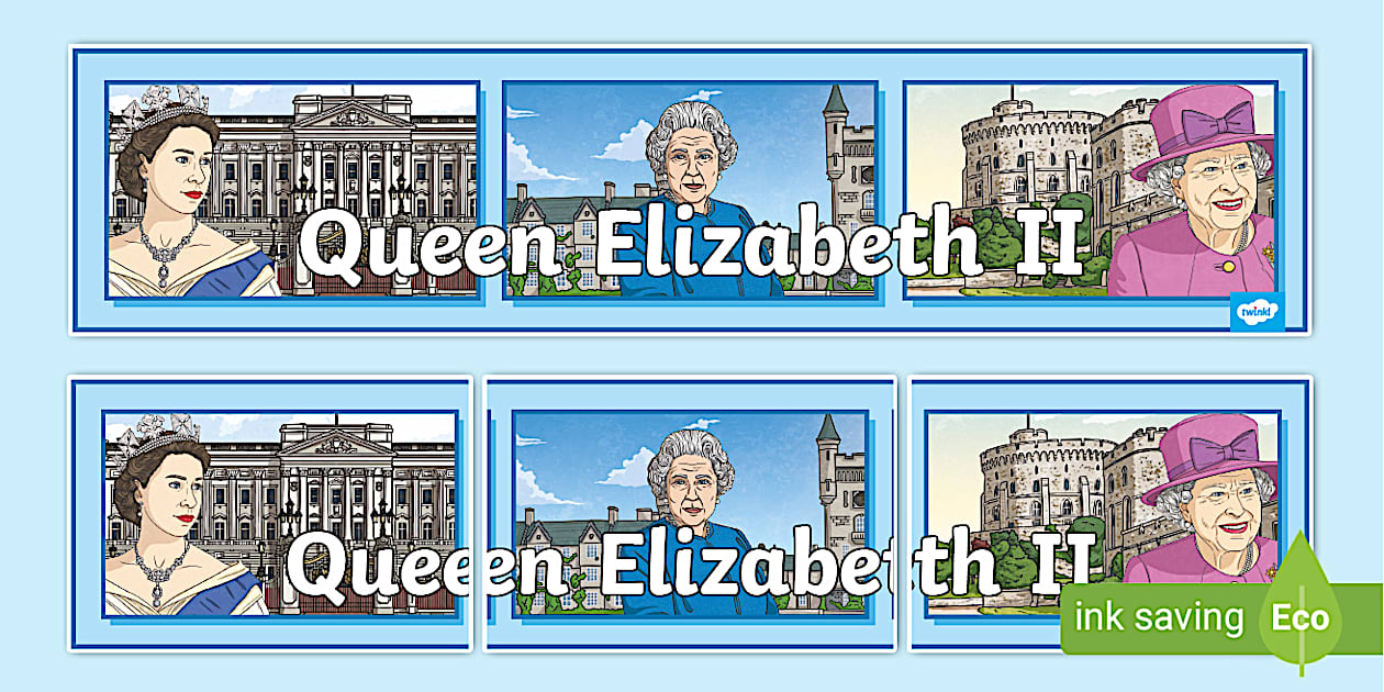 Queen Elizabeth II Display Banner,The Queen Banner - Twinkl