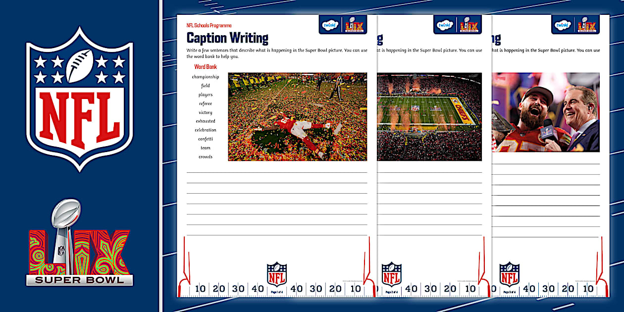 FREE! - NFL: Super Bowl - Caption Writing Activity - Twinkl