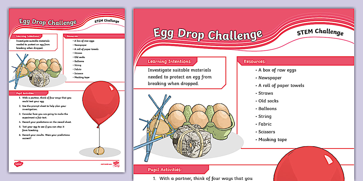 STEM Shared Education Lesson 2: Egg Drop Challenge - Twinkl