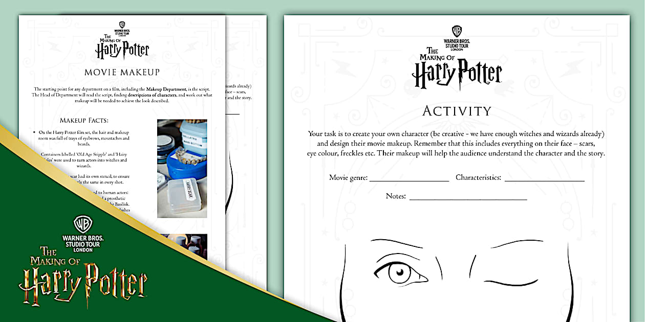 Harry Potter Movie Makeup Activity Sheet